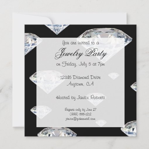 Custom Black Jewelry Party Invitations | Zazzle