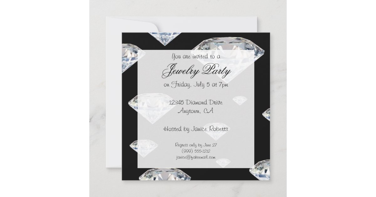 Custom Black Jewelry Party Invitations | Zazzle