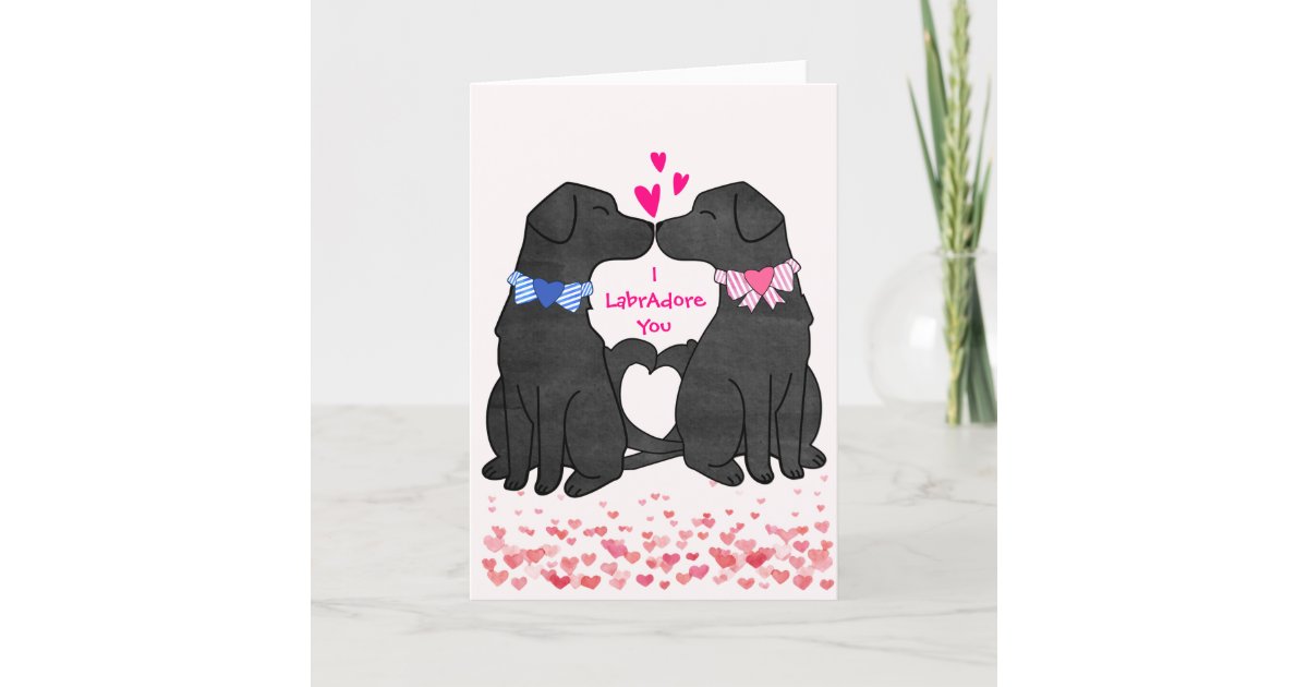 Custom Black Labs Kissing Valentine Holiday Card | Zazzle