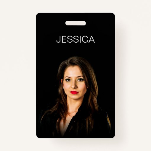 Custom Black Minimal Corporate Employee Photo ID Badge | Zazzle