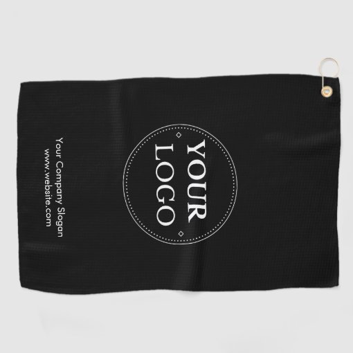 Custom Black Modern Business Branded Logo Golf Towel | Zazzle