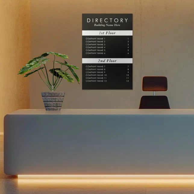 Custom Black Modern Business Building Directory Wall Decal | Zazzle