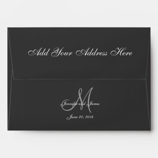 Custom Black Monogram Wedding Invitation Envelope | Zazzle