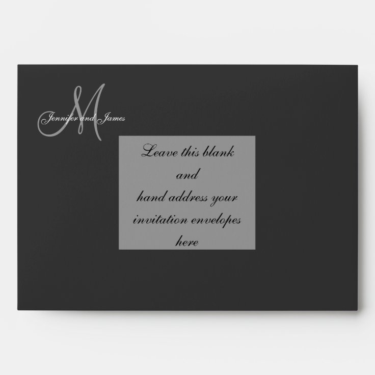 Custom Black Monogram Wedding Invitation Envelope | Zazzle