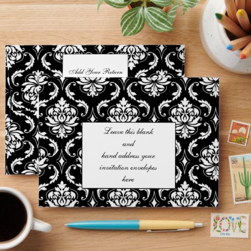 Custom Black Monogram Wedding Invitation Envelope | Zazzle