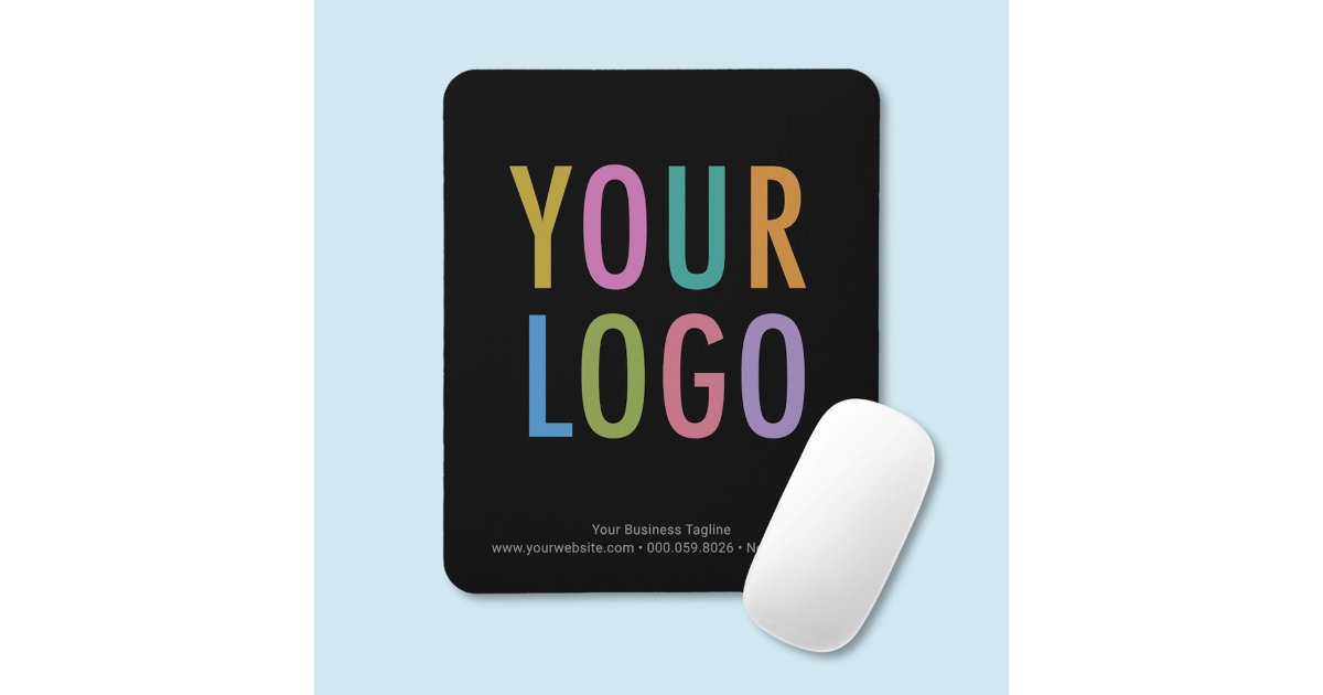 Custom Black Mouse Pad Business Logo Promotional | Zazzle