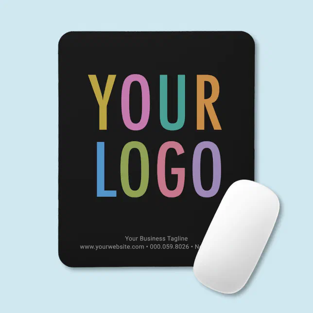 Custom Black Mouse Pad Business Logo Promotional | Zazzle