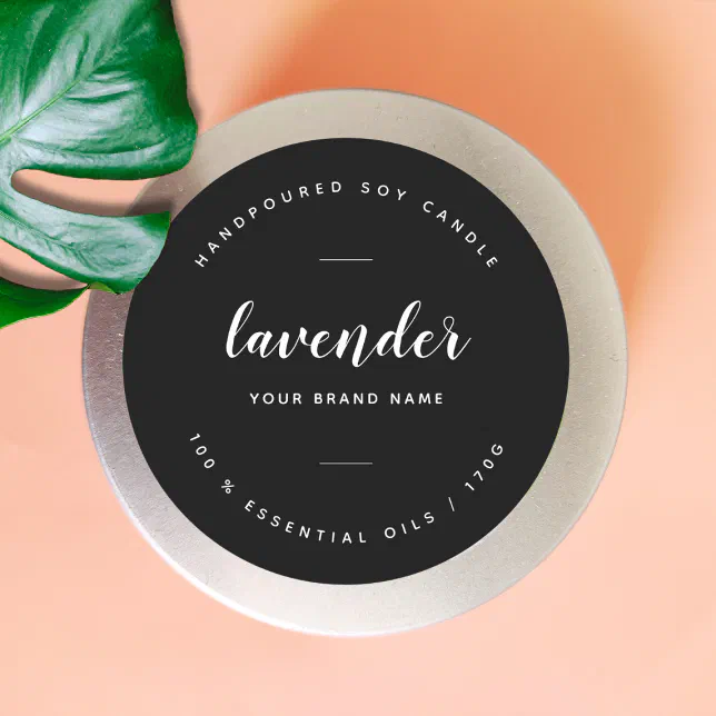 Custom black packaging candle product label | Zazzle
