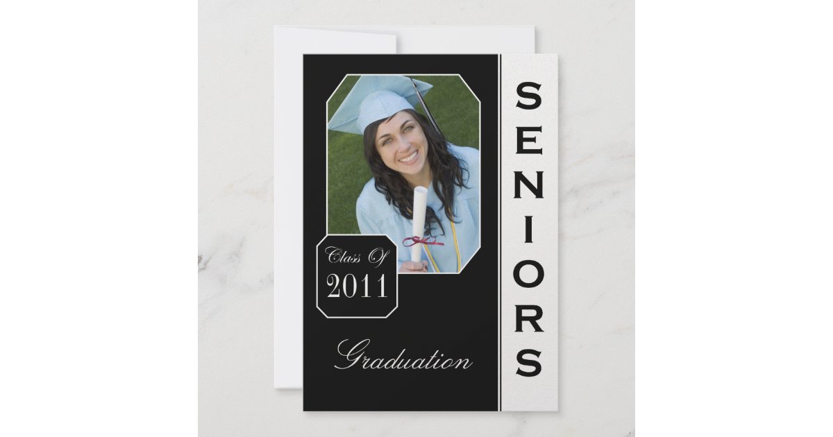 Custom Black Photo Graduation Announcements | Zazzle