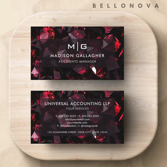 Custom Black Red Diamond Abstract Professional Business Card | Zazzle
