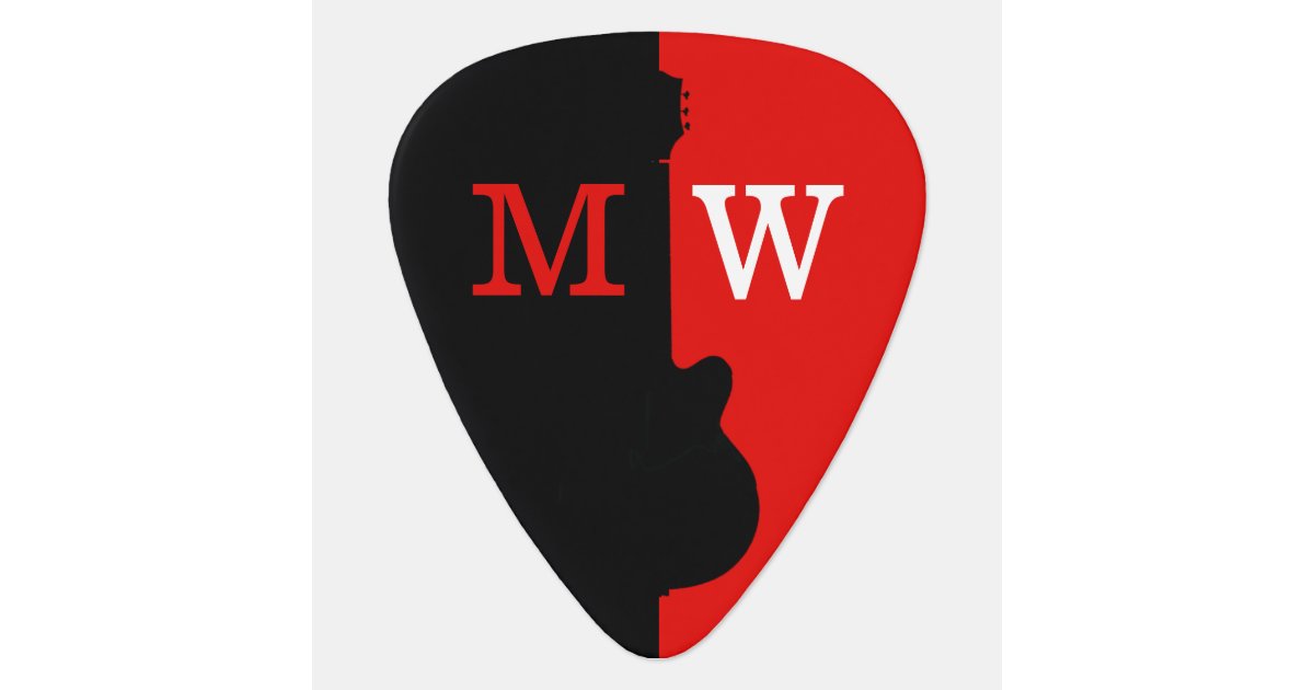 Custom black & red guitar pick for the guitarist | Zazzle