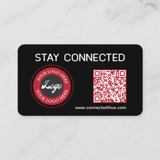 Custom Black Red Social Media QR Code Logo Business Card | Zazzle