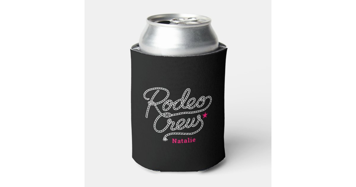 Custom Black Rodeo Crew Western Bachelorette Party Can Cooler | Zazzle