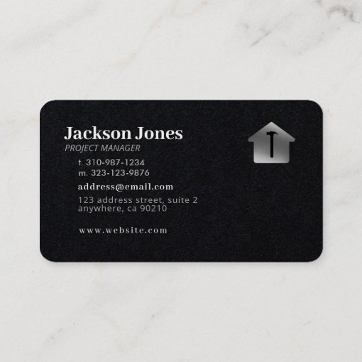 Custom Black + Silver Home Building Construction Business Card | Zazzle