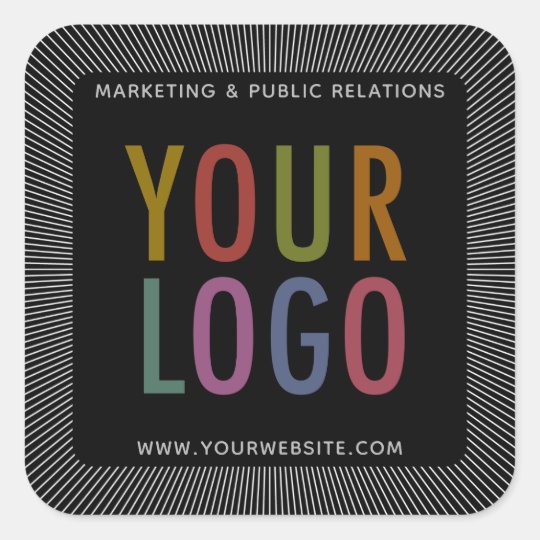 Custom Black Square Stickers with Company Logo | Zazzle.com