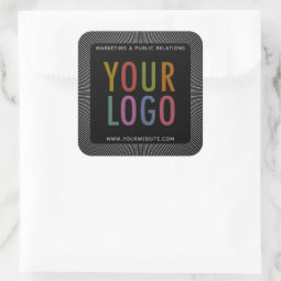 Custom Black Square Stickers with Company Logo | Zazzle