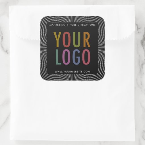 Custom Black Square Stickers with Company Logo | Zazzle