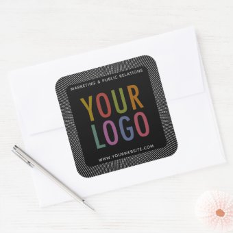 Custom Black Square Stickers with Company Logo | Zazzle