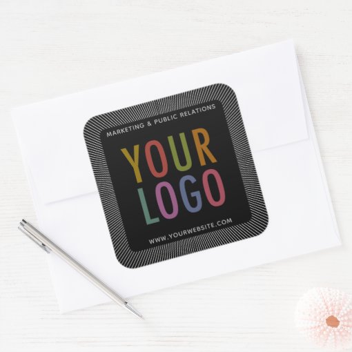 Custom Black Square Stickers with Company Logo | Zazzle