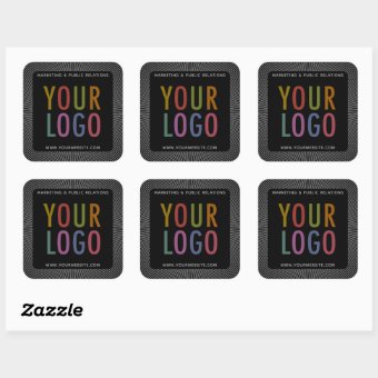 Custom Black Square Stickers with Company Logo | Zazzle
