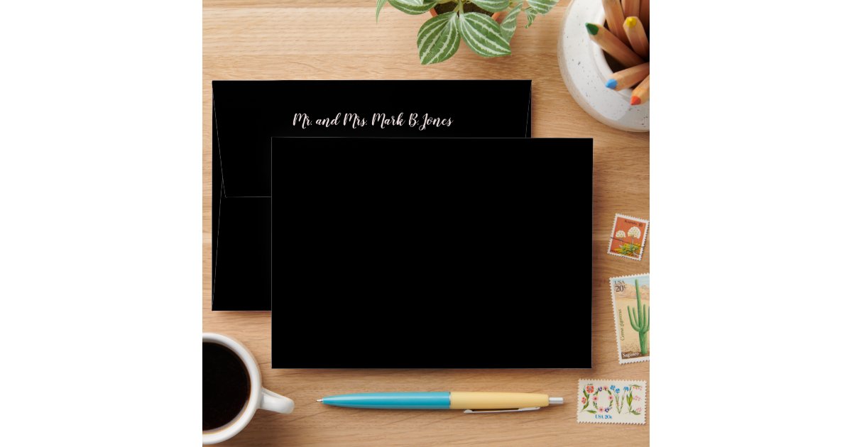Custom Black Wedding Envelope | Zazzle