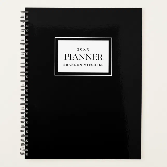 Custom Black Weekly Monthly Work Home Organizing Planner | Zazzle