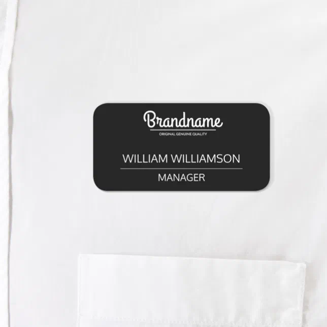 Custom Black White Employee Logo Name Tag | Zazzle