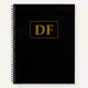 Custom Black With Gold Initials Notebook | Zazzle