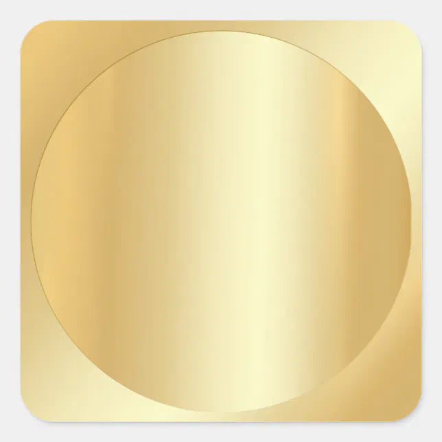 Custom Blank Faux Gold Template Elegant Add Text Square Sticker | Zazzle