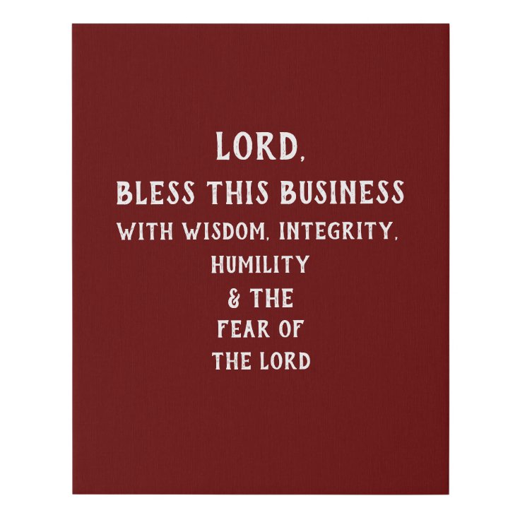 Custom Blessing for your Business Faux Canvas Print | Zazzle