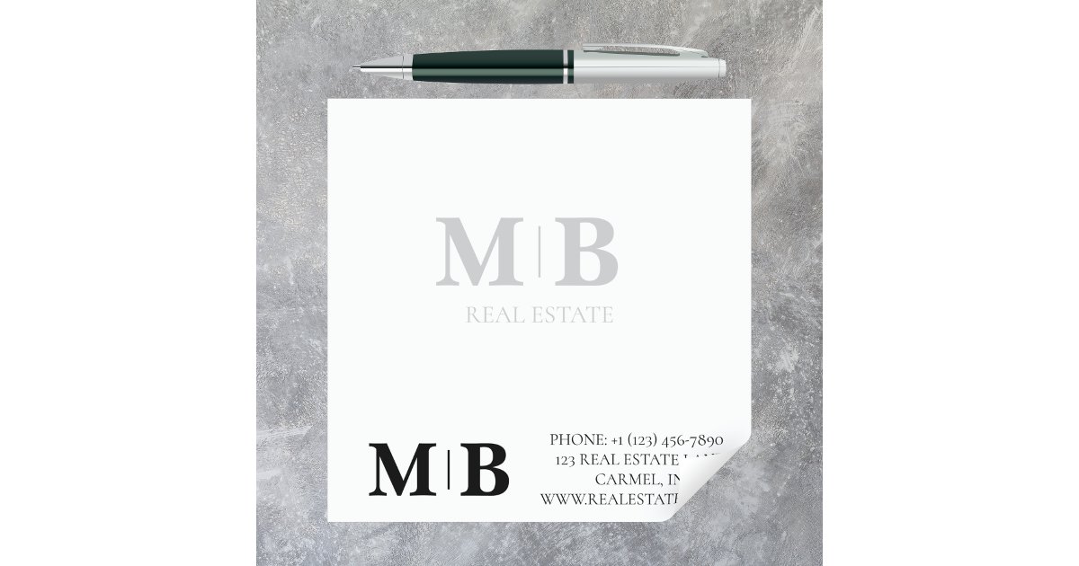Custom Block Monogram Logo Professional Business Notepad | Zazzle