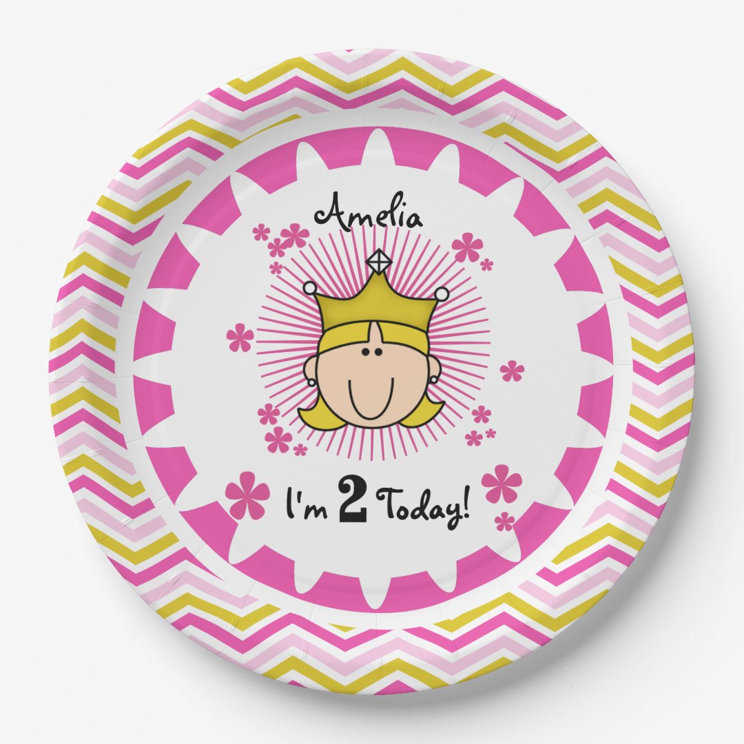 Custom Blond Princess 2nd Birthday Paper Plates | Zazzle