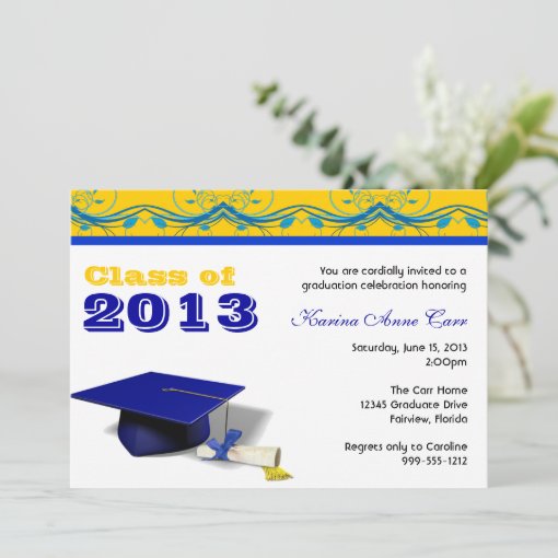 Custom Blue and Gold Graduation Party Invitations | Zazzle