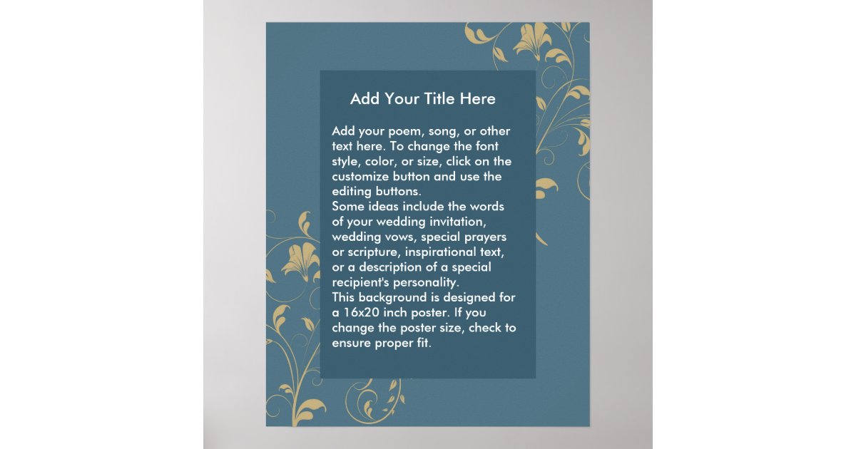 Custom Blue Background for Poster | Zazzle
