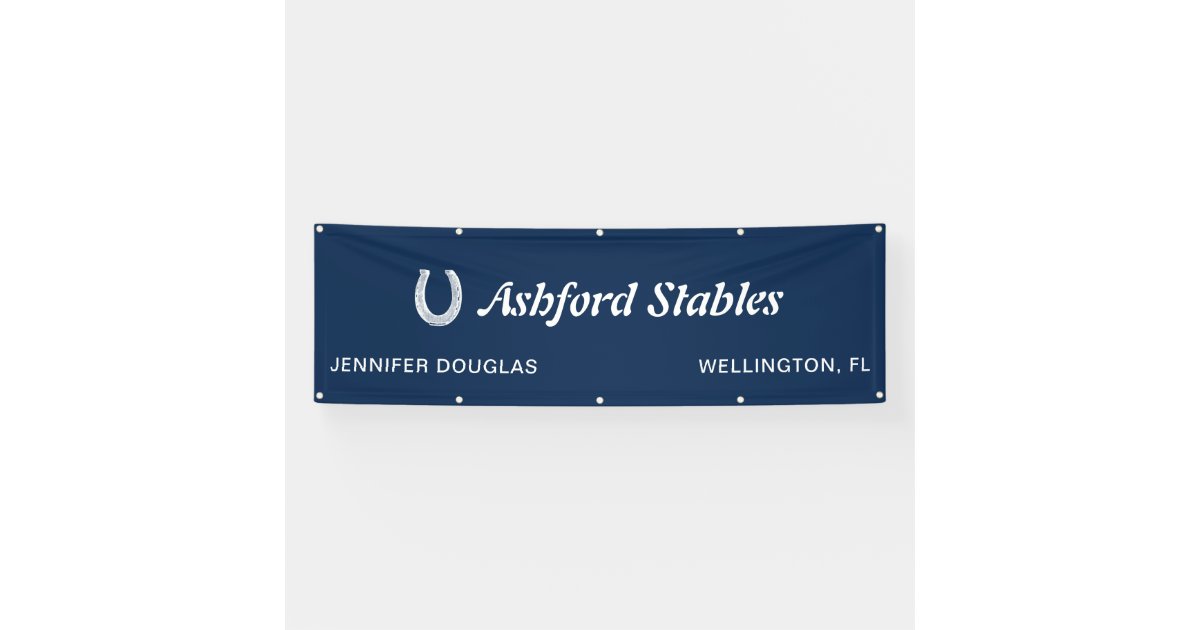 Custom Blue Equestrian Stall Horse Show Banner | Zazzle