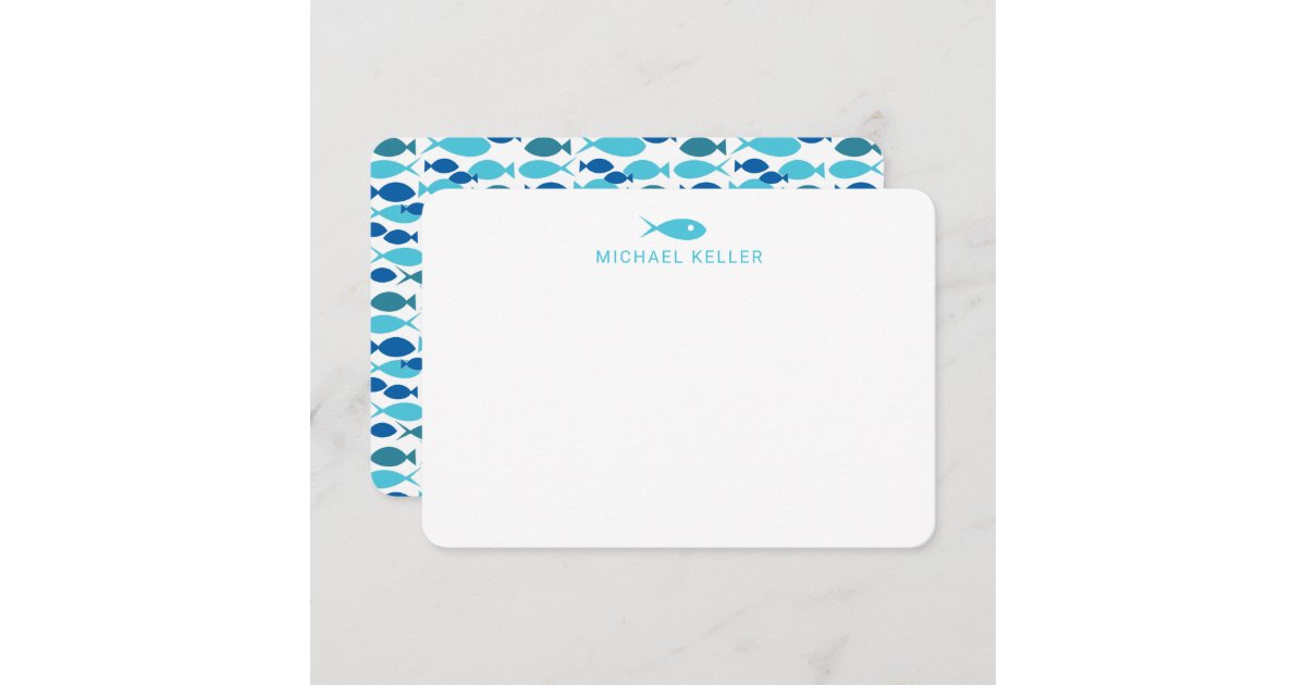 Custom Blue Fish Note Cards | Zazzle