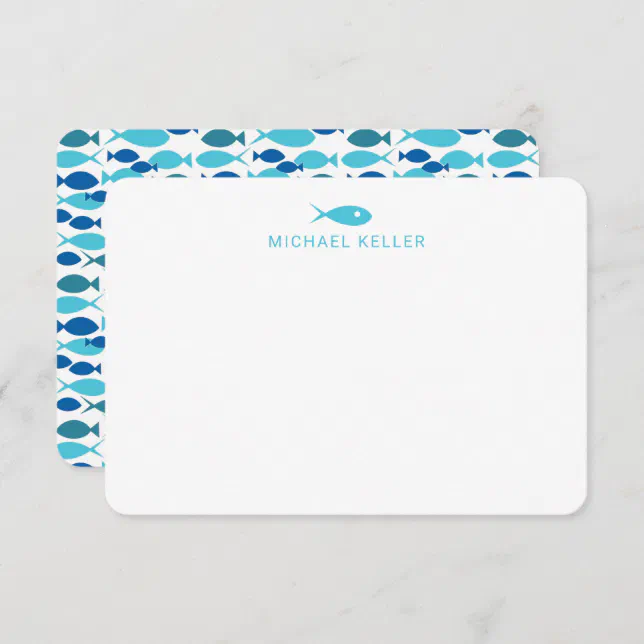 Custom Blue Fish Note Cards | Zazzle