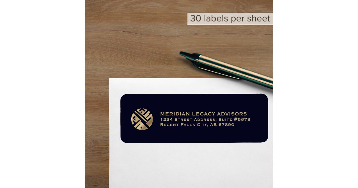 Custom Blue Gold Logo Return Address Label | Zazzle