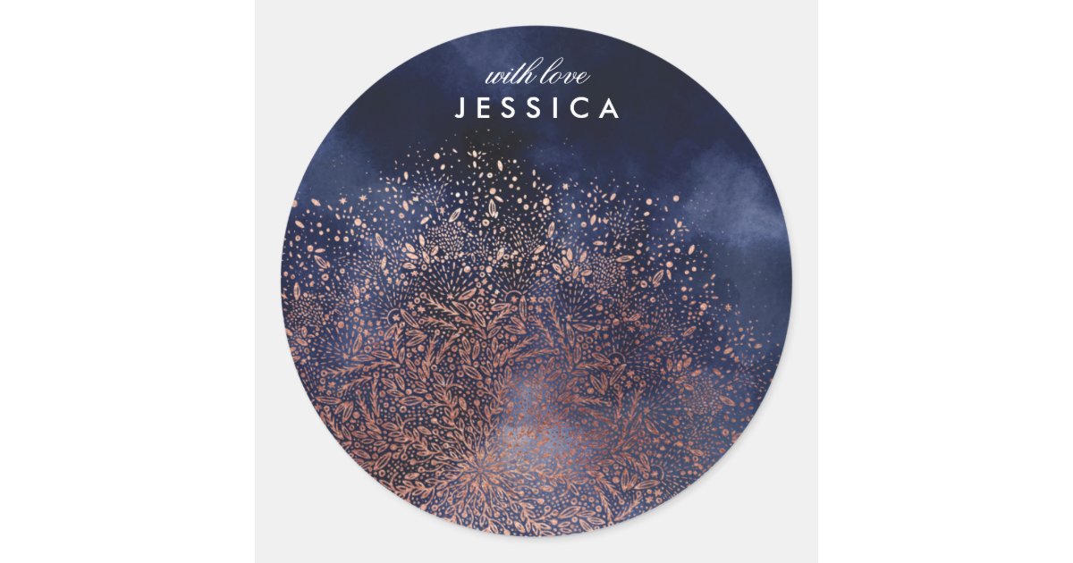 Custom Blue Gold Sparkle Christmas Round Sticker | Zazzle