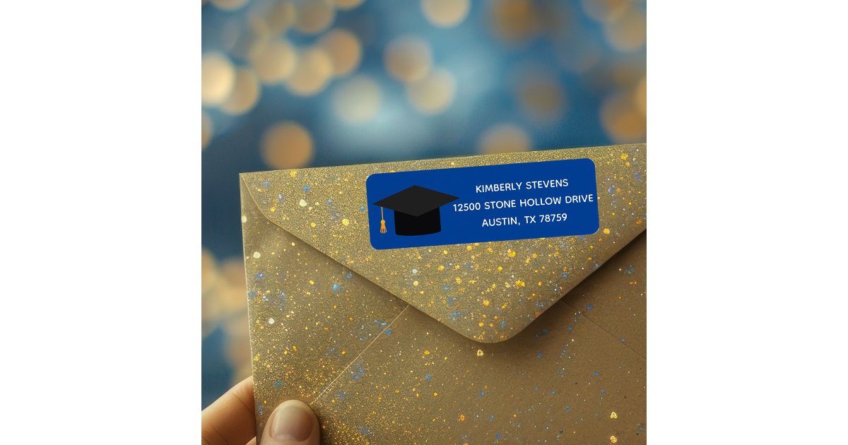 Custom Blue Graduation Party Return Address Label | Zazzle