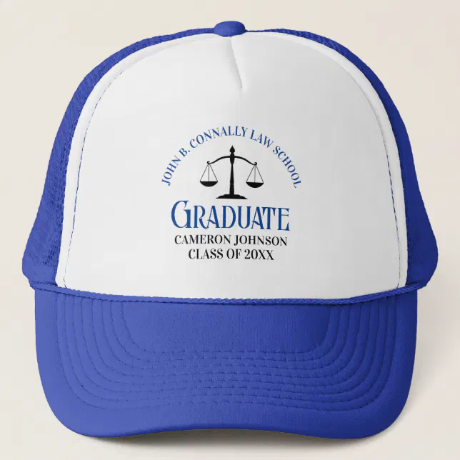 Custom Blue Law School Graduation Commemorative Trucker Hat | Zazzle