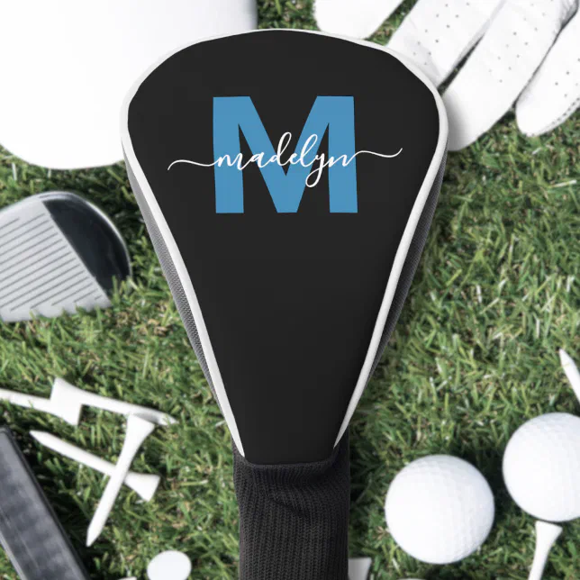 Custom Blue Monogram Golf Head Cover | Zazzle