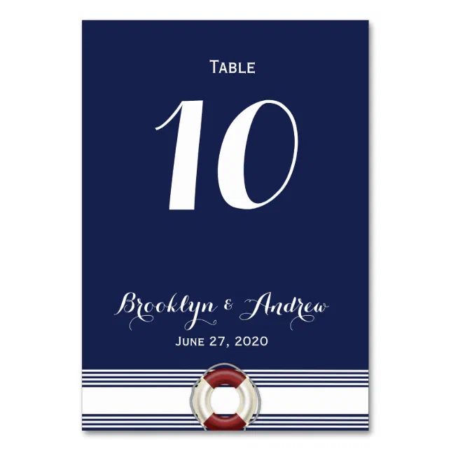 Custom Blue Nautical Wedding Table Numbers | Zazzle