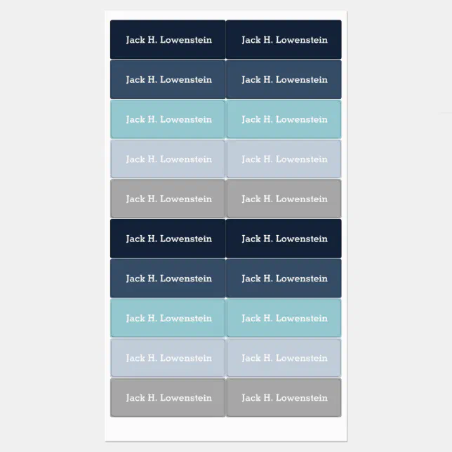 Custom Blue Personalized Name School Waterproof Kids' Labels | Zazzle