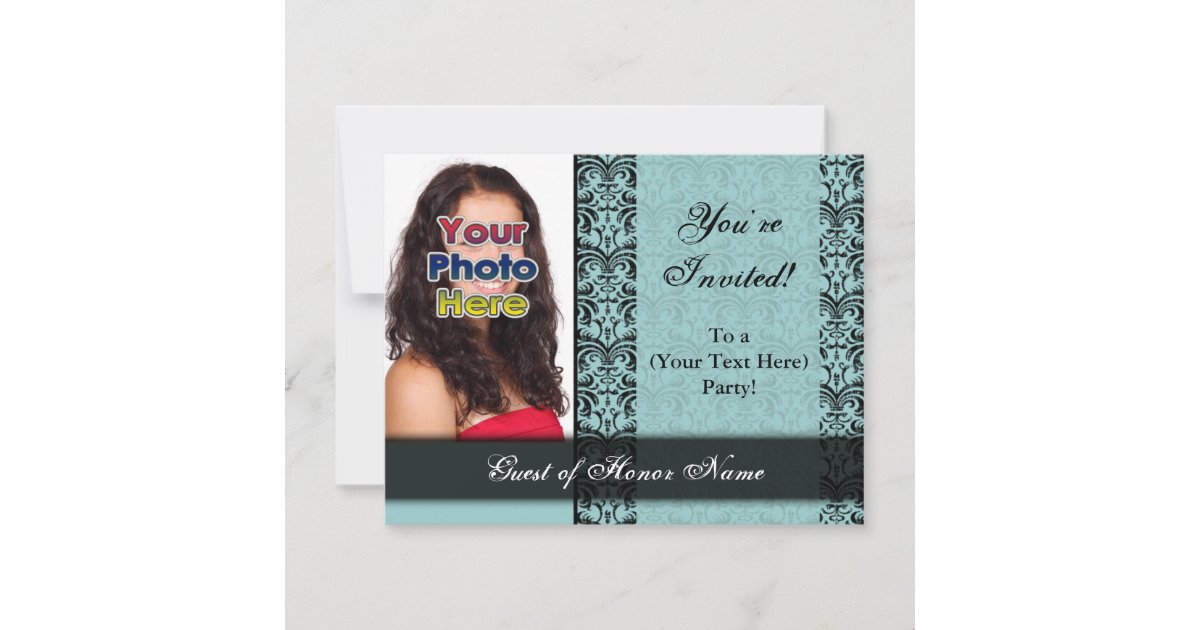 Custom Blue Pretty Party Invitation | Zazzle