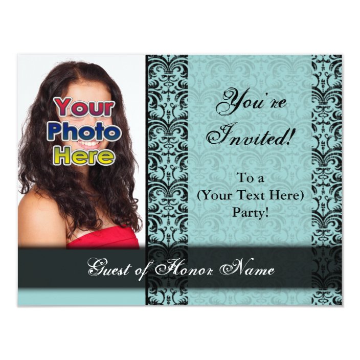Custom Blue Pretty Party Invitation | Zazzle.com