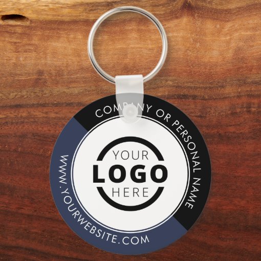 Custom Blue Promotional Business Logo Branded Keychain | Zazzle