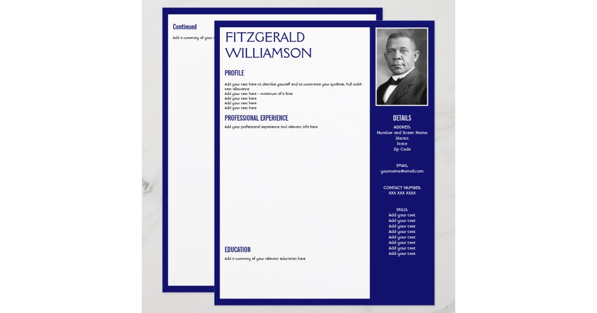 Custom Blue RESUME CV Photo Template | Zazzle