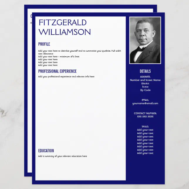 Custom Blue RESUME CV Photo Template | Zazzle