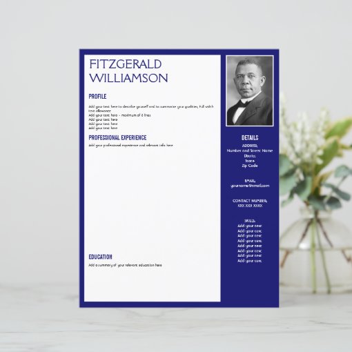 Custom Blue RESUME CV Photo Template | Zazzle